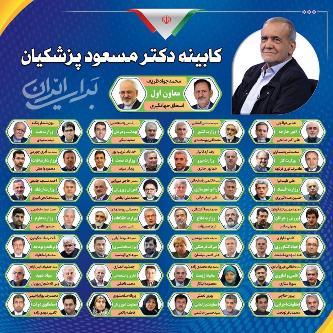 لیست ۱۹ وزیر کابینه دکتر پزشکیان مشخص شد